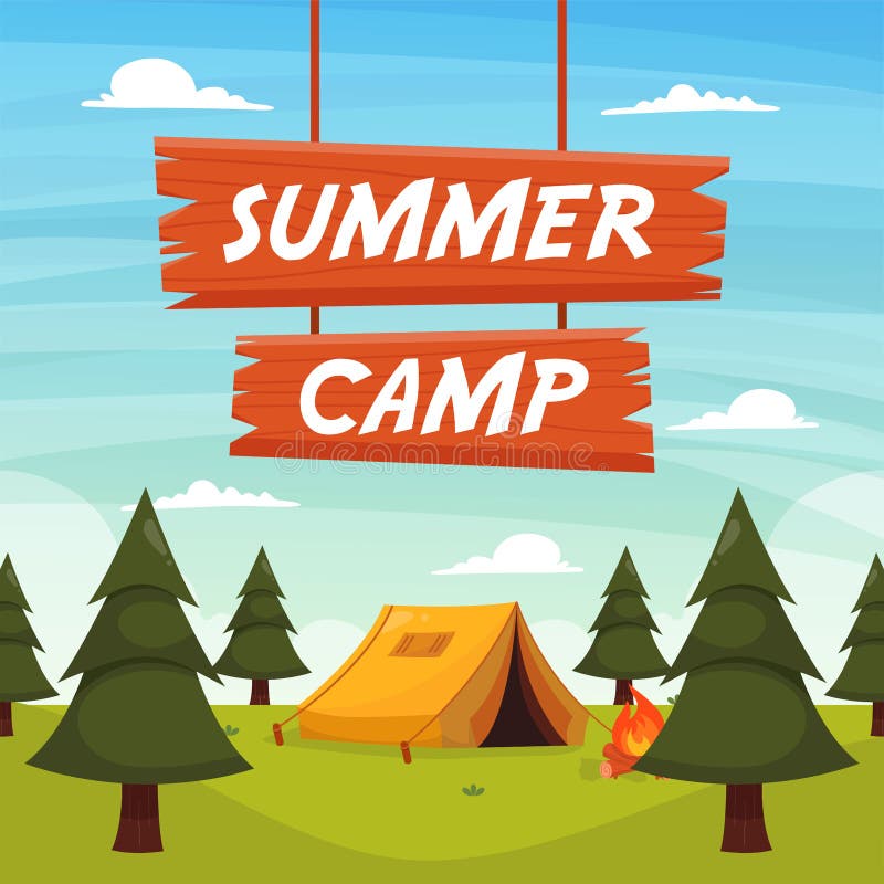 Kids Summer Camp with School Holiday Tour Stock Vector - Illustration ...