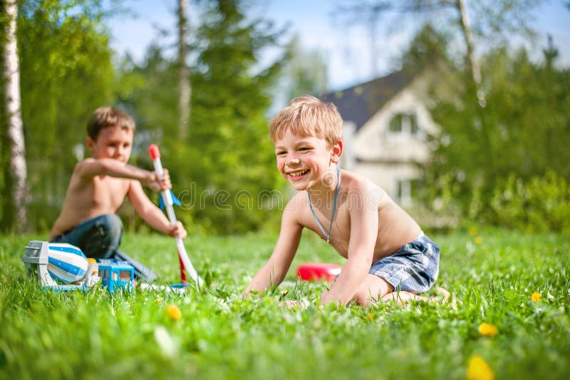 Kids summer stock image. Image of children, playing, grass - 91796357
