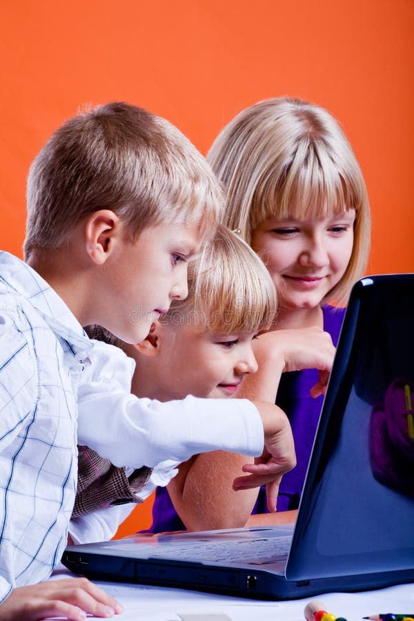 Kids surfing internet stock image. Image of learning, childhood - 8306523
