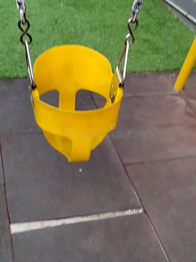 Kids swing yellow stock image. Image of furniture, floor - 279890335