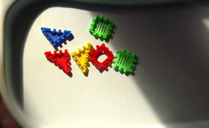 Kids Table with Some Elements of Toy Construction Set Stock Photo ...