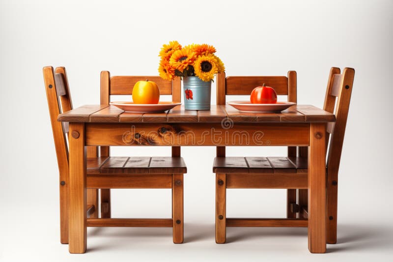 Kids Table on White Background Stock Illustration - Illustration of ...