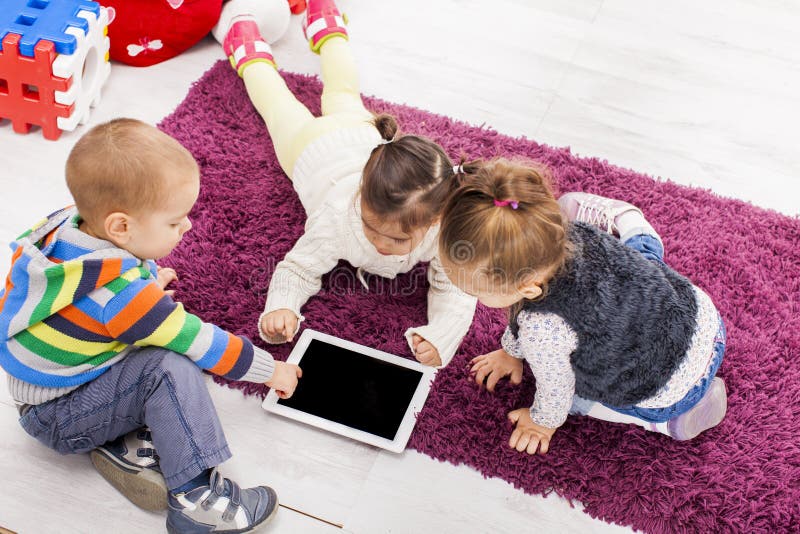 Kids with tablet stock photo. Image of group, daughter - 28239732