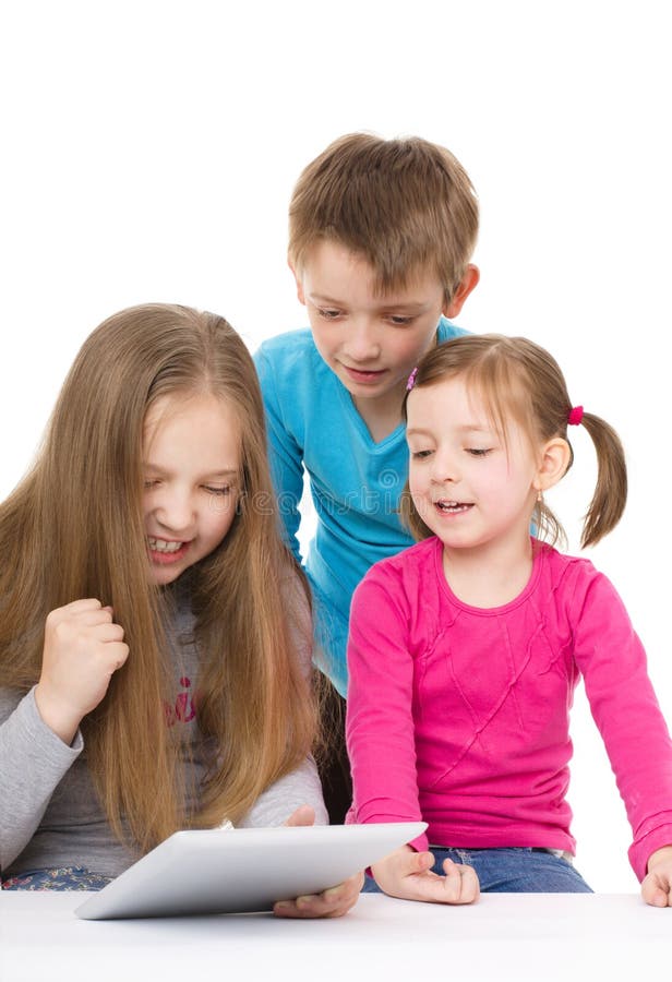 Kids with tablet stock image. Image of internet, modern - 40270637
