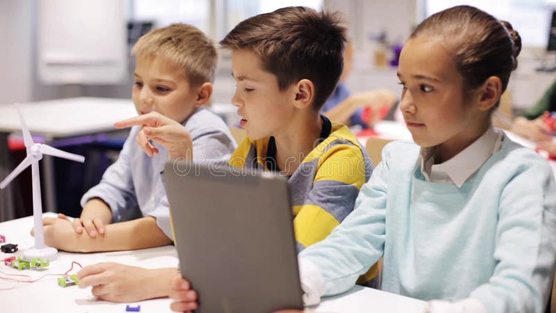 Kids with Tablet Pc Programming at Robotics School Stock Video - Video of electric, happy: 82035909