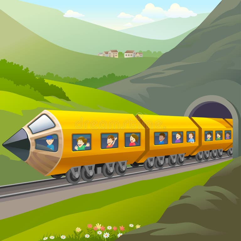 Children Pencil Train Stock Illustrations – 316 Children Pencil Train ...