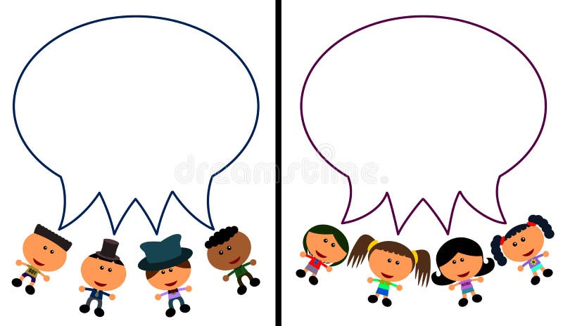 Kids talk balloons stock illustration. Illustration of discussion ...