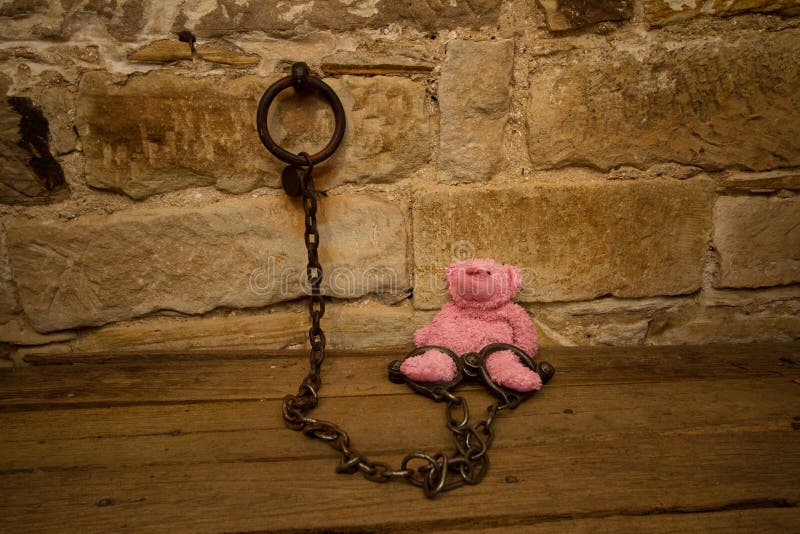 Kids Teddy Bear Prisoner in Jail Chains Stock Photo - Image of heritage ...