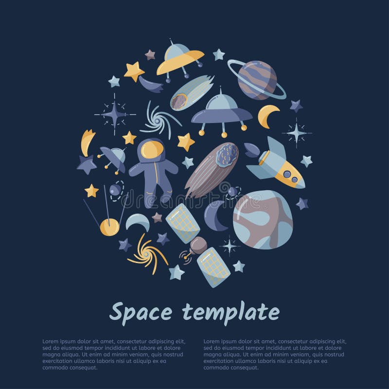 Open Space Abstract Circle Shape. Kids Template on Blue Background ...