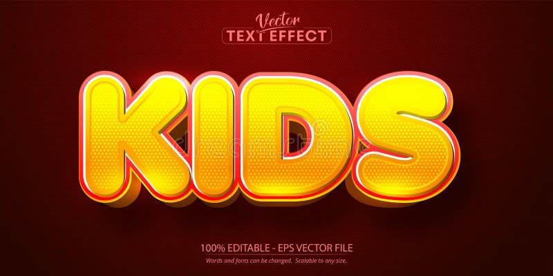 Kids Text, Cartoon Style Editable Text Effect Stock Vector ...
