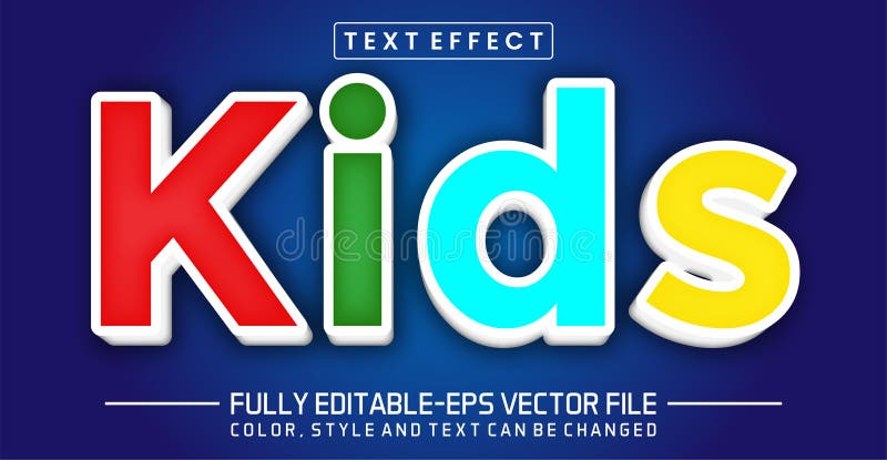 Kids Text Editable Style Effect Stock Vector - Illustration of bold ...