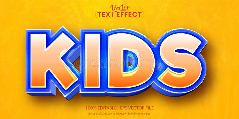 Kids Text Effect, Editable Game and Cartoon Text Style Stock Vector ...