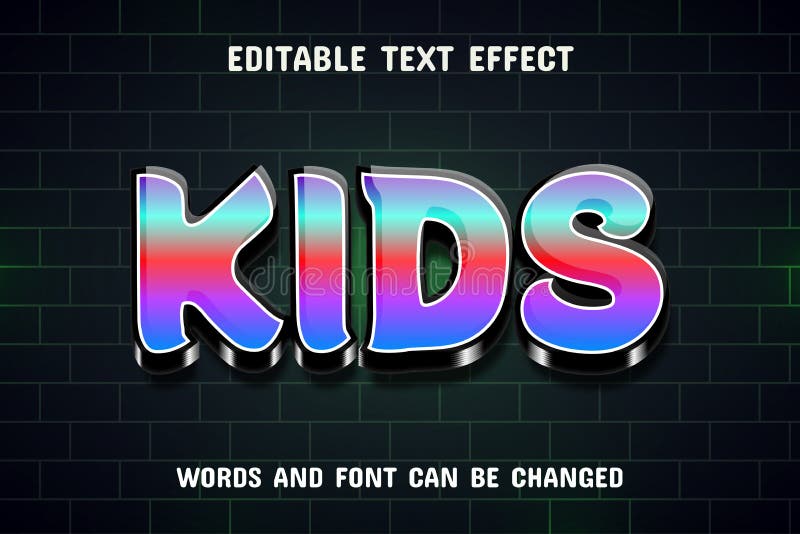 Kids Text - Gradient Text Effect Stock Vector - Illustration of type ...