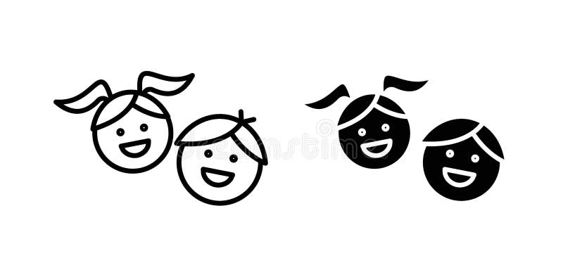 Kids thin line icon set stock illustration. Illustration of people ...