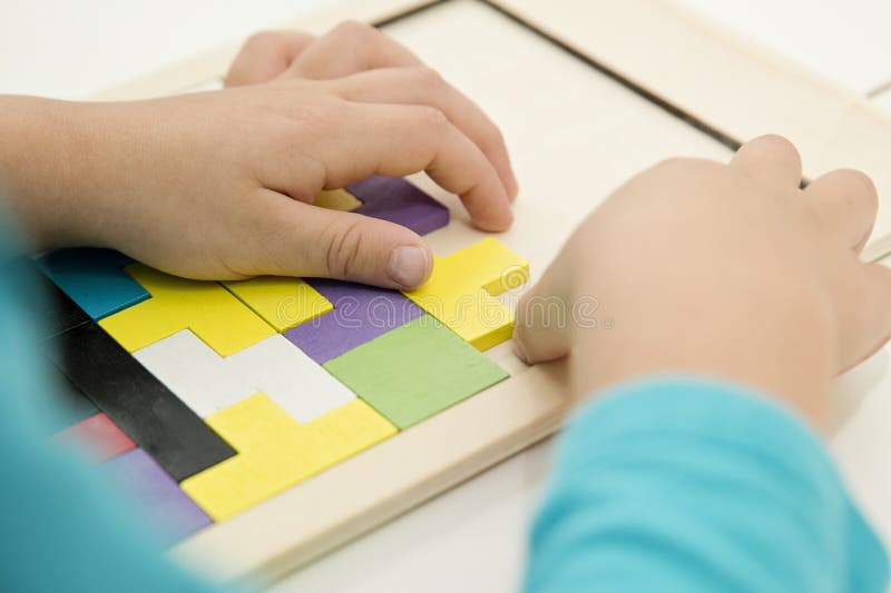 Wooden Puzzle. Intelligent, Brain Training Game. Stock Image - Image of ...