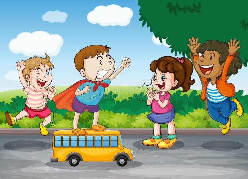 Kids and toy bus stock vector. Illustration of sketch - 26264308