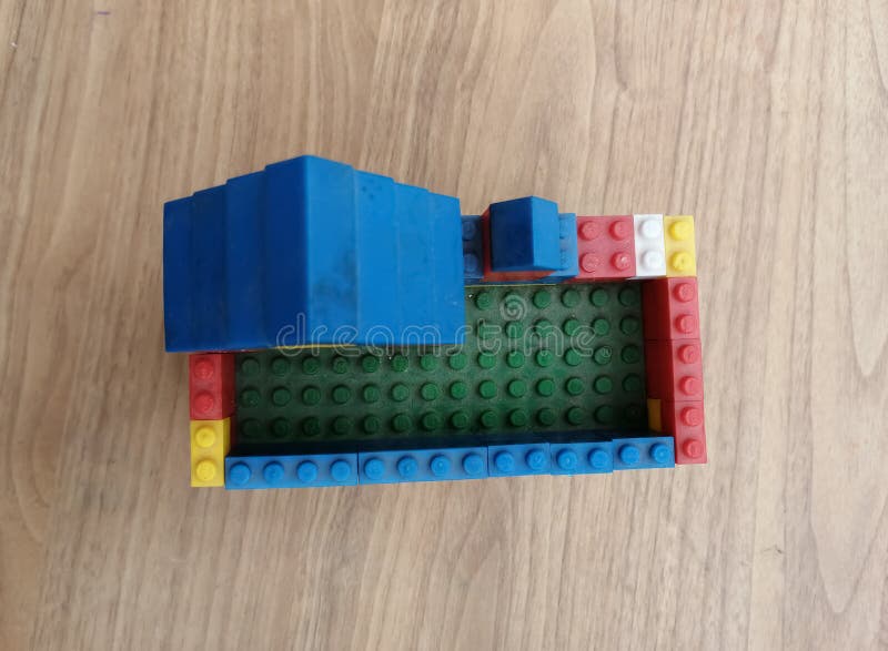 Kids Toy a House Made with Building Blocks Stock Image - Image of ...