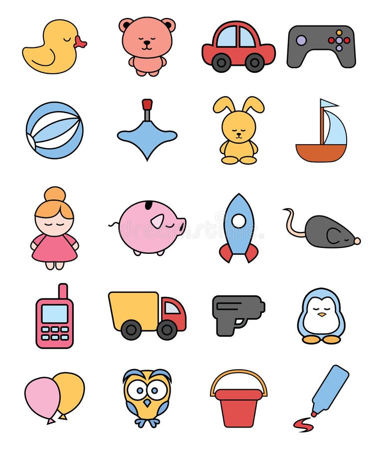 Kids toy`s set, icon stock vector. Illustration of background - 260377426
