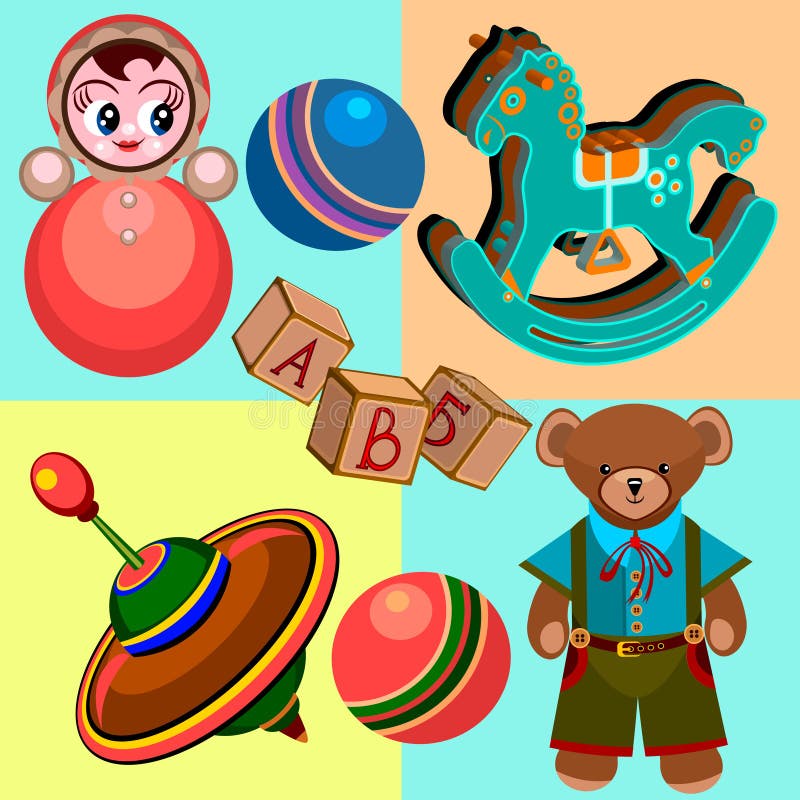 Set of 3 Colored Roly-Poly,tilting Dolls Vector Illustration Stock ...