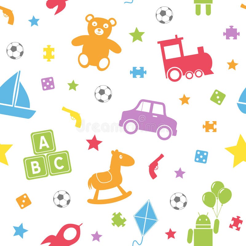 Kids Toys Seamless Pattern [1] Stock Vector - Illustration of abstract ...