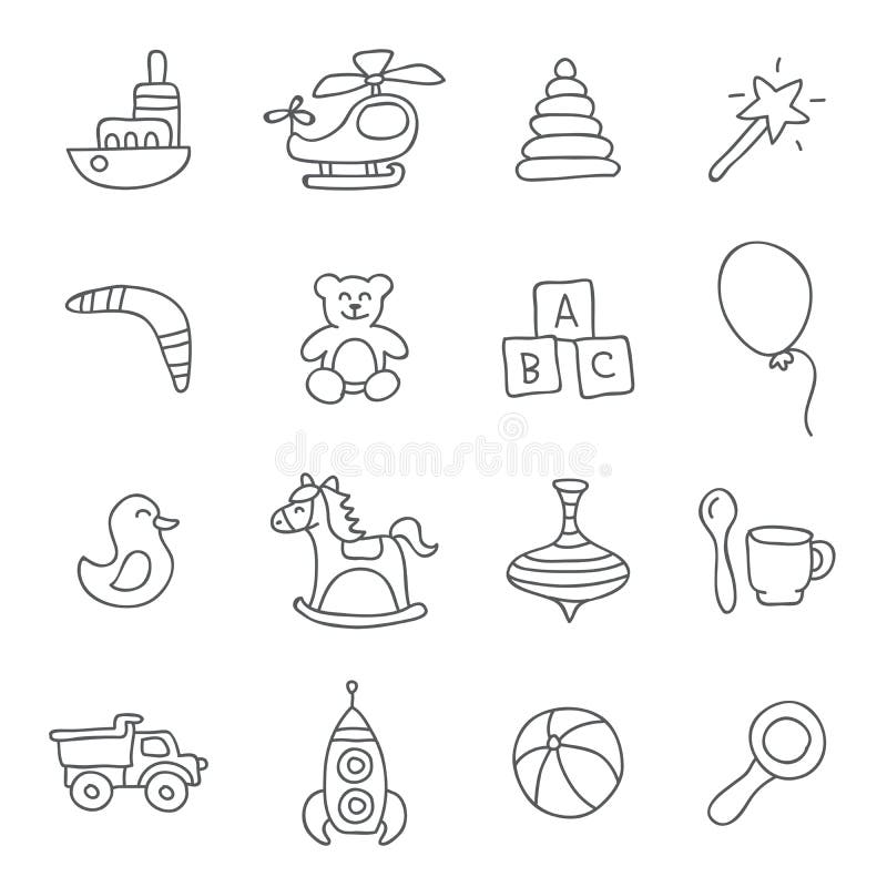 Kids toys. Vector icons stock vector. Illustration of whirligig - 63282426