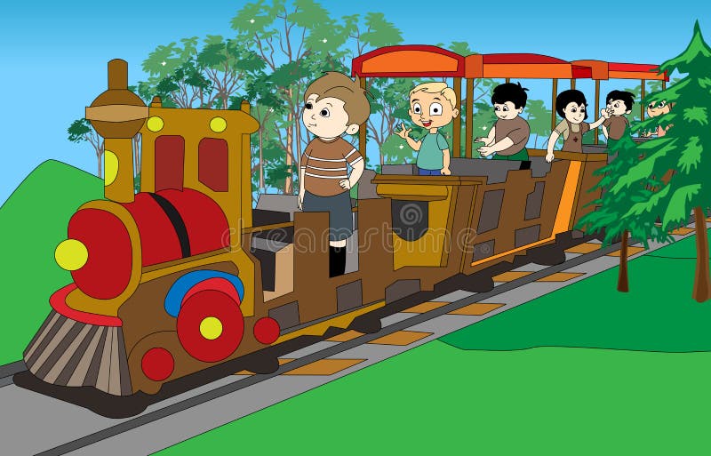 Kids on train stock illustration. Illustration of girl - 16349951