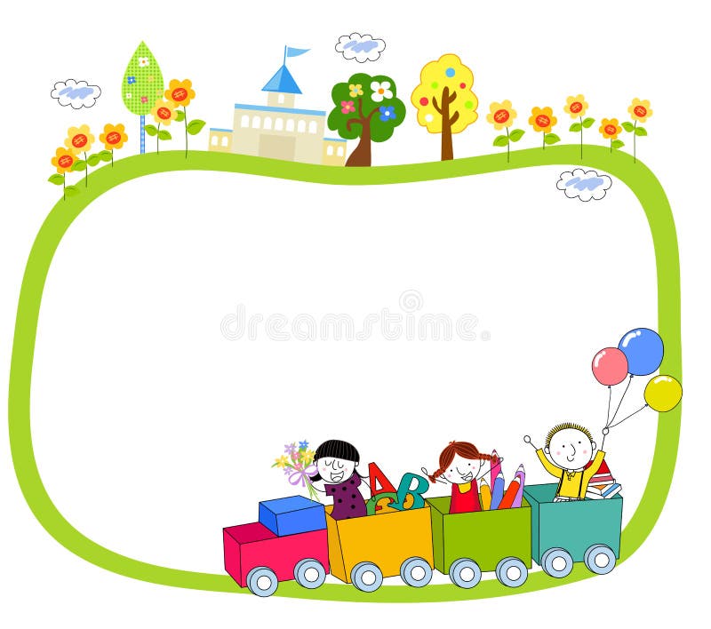 Happy Kids Cartoon on a Colorful Train Stock Vector - Illustration of ...