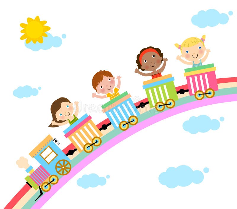 Kids and train stock vector. Illustration of color, family - 57660801