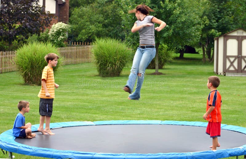 Kids on Trampoline stock photo. Image of kids, outdoor - 1244532