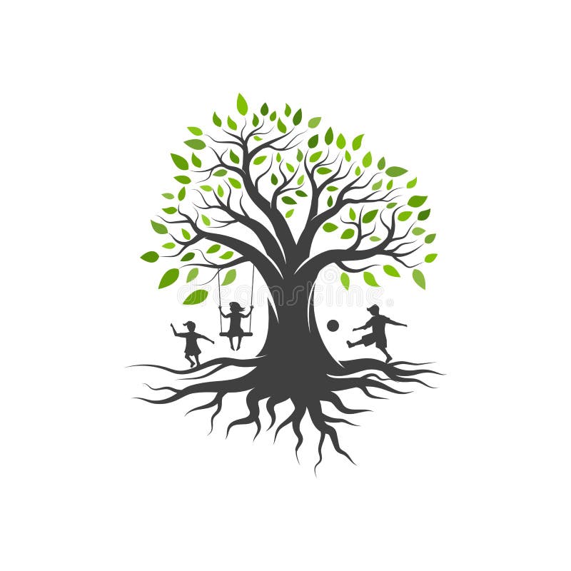 Kids Tree Logo Vector Icon Design Illustration Stock Vector ...