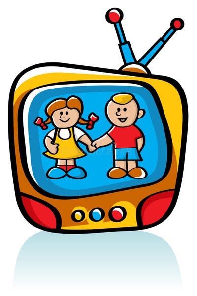 Kids on TV stock vector. Illustration of children, vector - 11703983