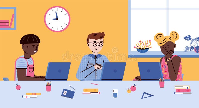 Cartoon Kids Using Computers Stock Illustrations – 119 Cartoon Kids ...