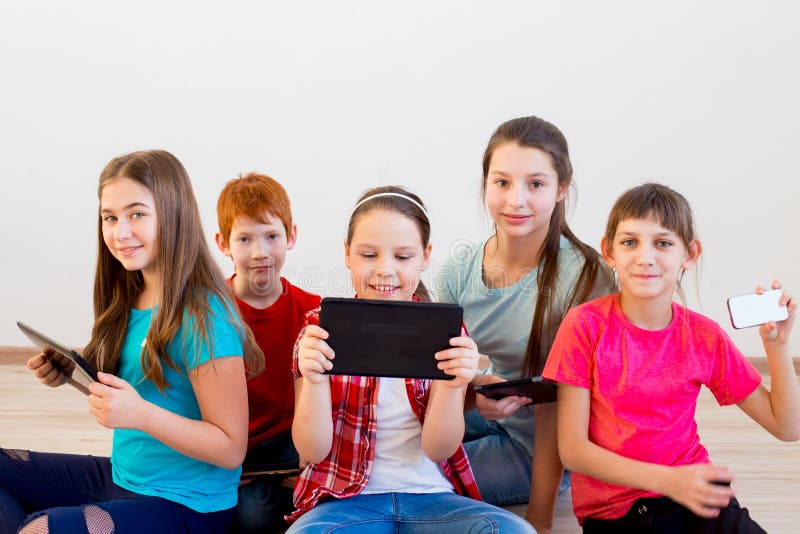 Kids Using Different Gadgets Stock Image - Image of cheerful, internet ...