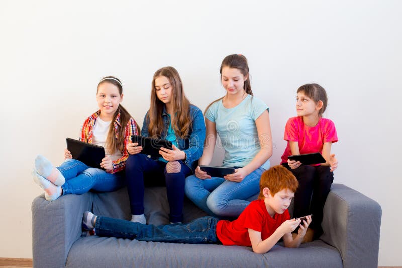 Kids Using Different Gadgets Stock Image - Image of person, education ...