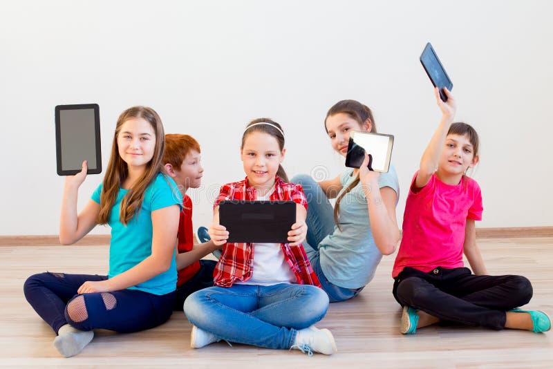Kids Using Different Gadgets Stock Image - Image of cheerful, internet ...