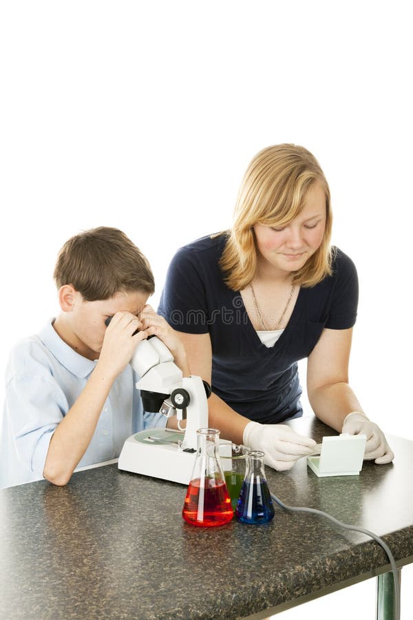 Kids Using Microscope stock image. Image of laboratory - 14188515