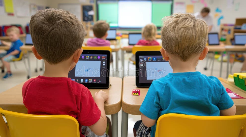 Kids School Tablets Using Stock Illustrations – 100 Kids School Tablets ...