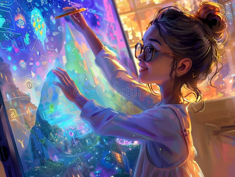 Kids Vision Blossoms with Pro Study Stock Illustration - Illustration ...