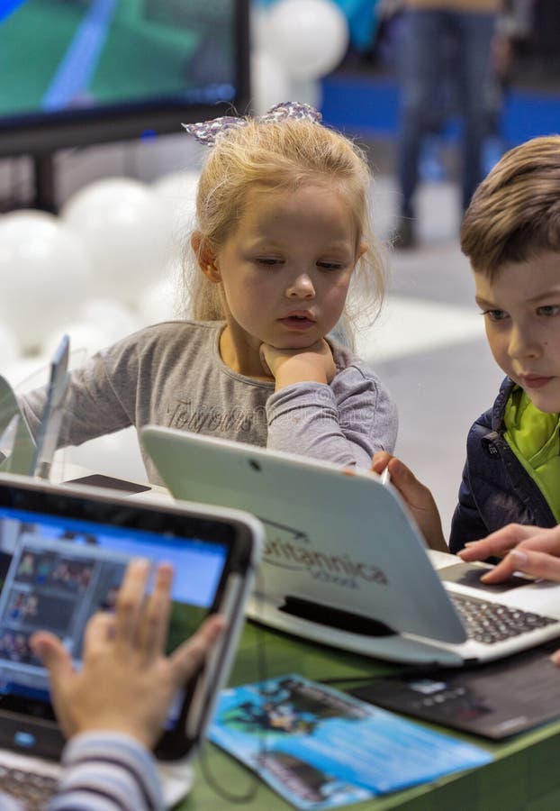 Kids Visit Microsoft Booth during CEE 2017 in Kiev, Ukraine Editorial ...