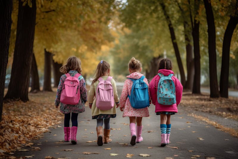 Kids Walking Back from School Stock Illustration - Illustration of ...