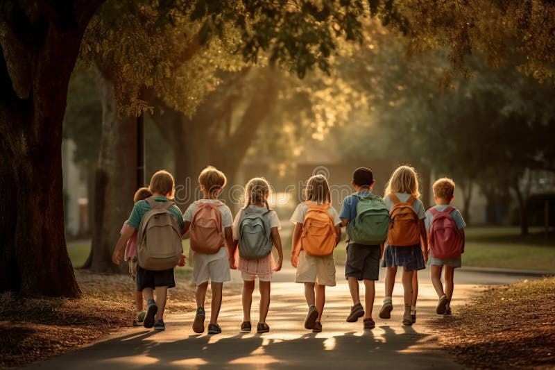 Kids Walking Back from School Stock Illustration - Illustration of ...
