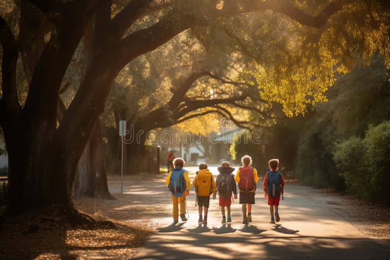 Kids Walking Back from School Stock Illustration - Illustration of ...