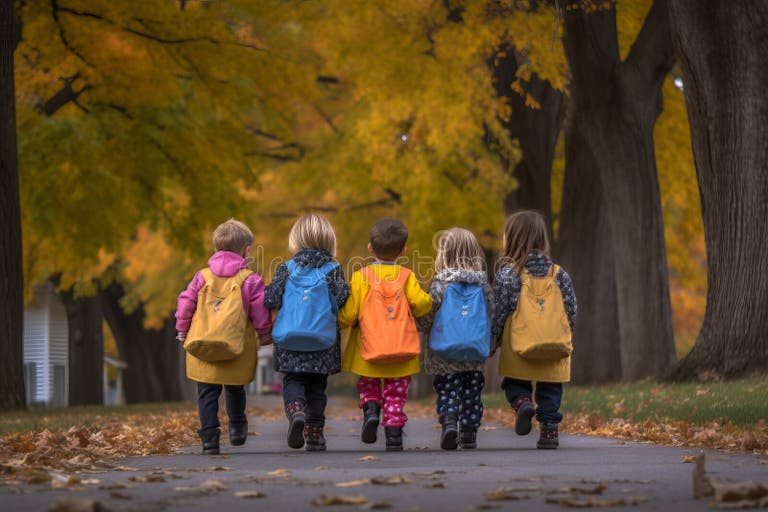 Kids Walking Back from School Stock Illustration - Illustration of ...