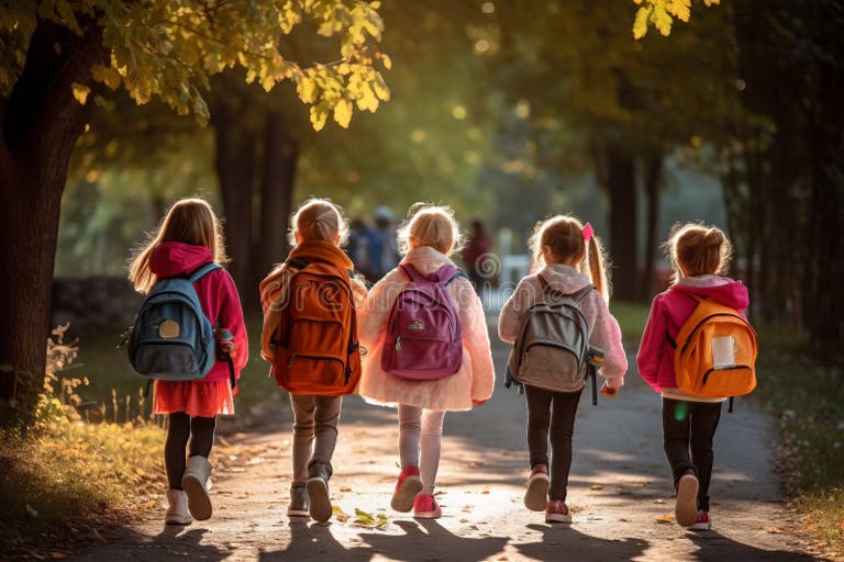 Kids Walking Back from School Stock Illustration - Illustration of ...