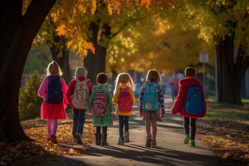 Kids Walking Back from School Stock Illustration - Illustration of ...