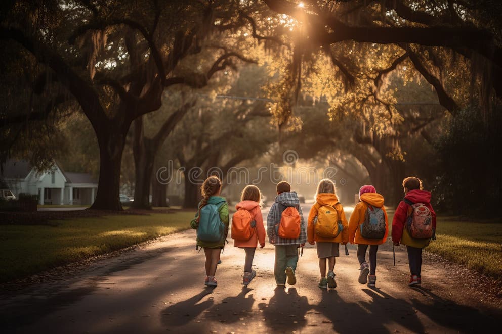 Kids Walking Back from School Stock Illustration - Illustration of ...