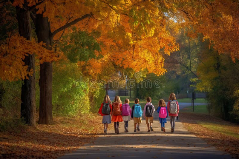Kids Walking Back from School Stock Illustration - Illustration of kids ...