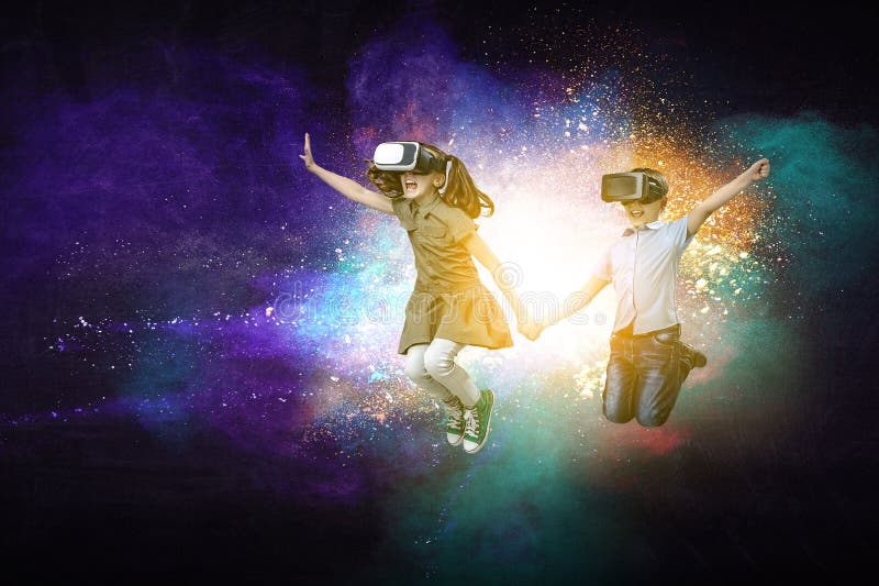 Kids Wearing Virtual Reality Goggles Stock Image - Image of concept ...