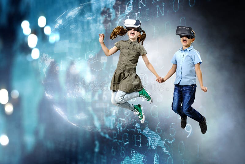 Kids Wearing Virtual Reality Goggles Stock Image - Image of child ...