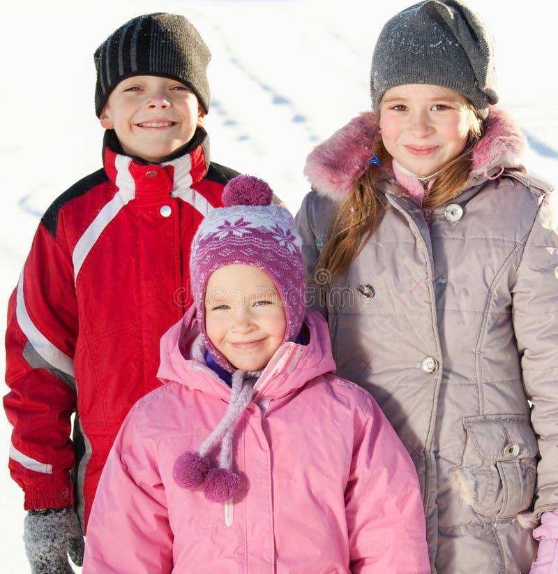 Kids in winter stock photo. Image of children, outdoors - 34383018